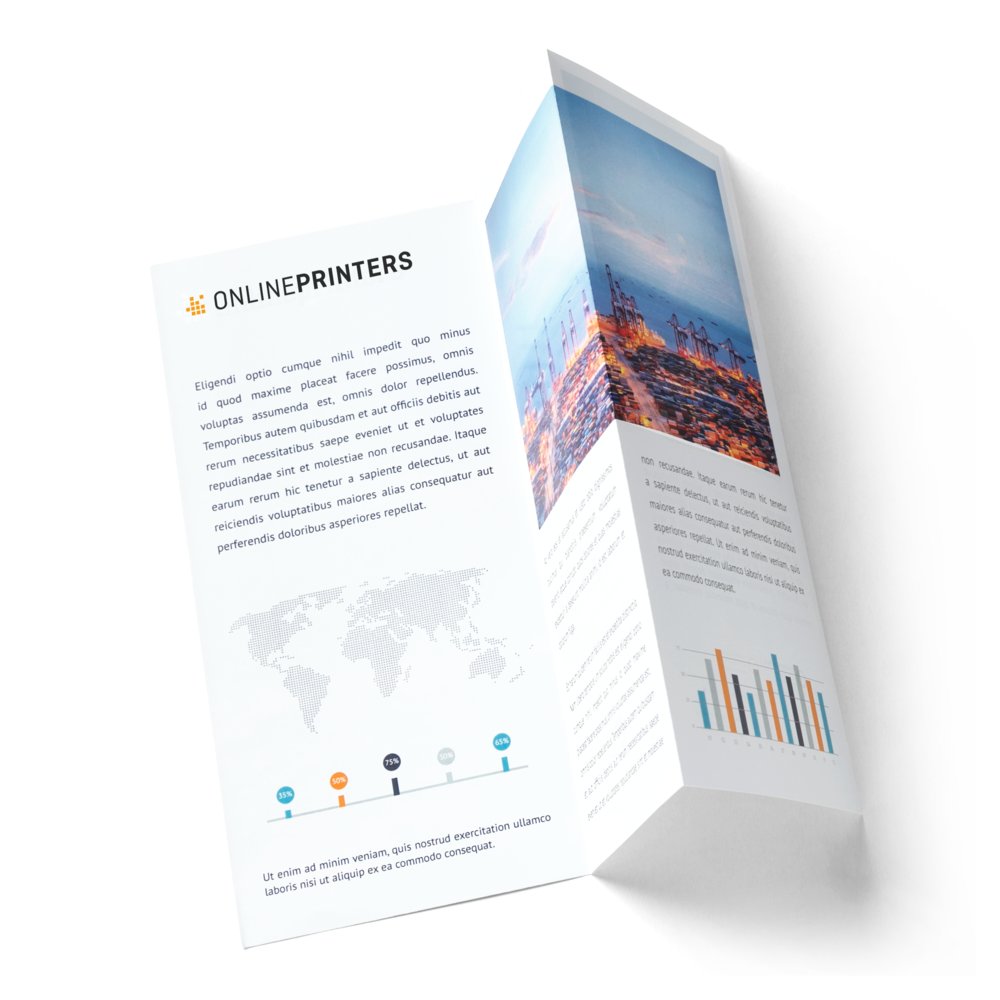 Ulotki składane na naturalnym papierze ekologicznym, format pionowy ...